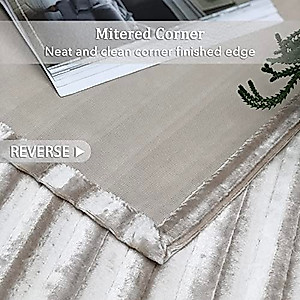 always4u Plush Velvet Curtains Luxury Velour Drapes for Living Room Bedroom Modern Beautiful Shining Window Treatment 2 Panels Beige 54 * 84 Inches