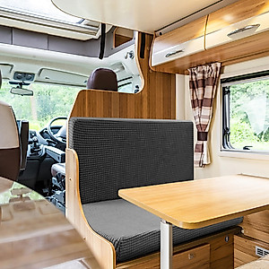 RunNico RV Dinette Cushion Cover-Elastic Camper Cushion Slipcovers-Stretchable Loveseat Sofa Furniture Protector for RV Camper Car Bench (1 Backrest Cover & 1 Bench Cover) (Grey)