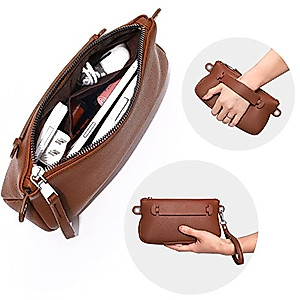 Badiya Small Crossbody Bag for Women, Cell Phone Wallet Purse, Travel Shoulder Handbag with Removable Strap & Wristlet