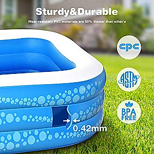 Hesung Inflatable Pool, 95" X 56"X 21" Family Swimming Pool for Toddlers, Kids, Adults, Play Center Above Ground, Backyard, Garden, Summer Swim Center, Age 3+