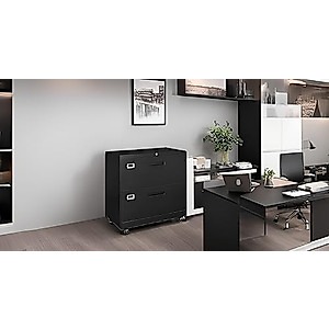 EastSideHX Metal Mobile 2-Drawer Storage Cabinet with Lock and Wheels,Vertical File Cabinet,Filing Cabinet for Home Office (Black)
