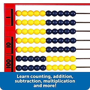 Learning Resources 2-Color Desktop Abacus, Red Frame, Color Coded, Math Concepts