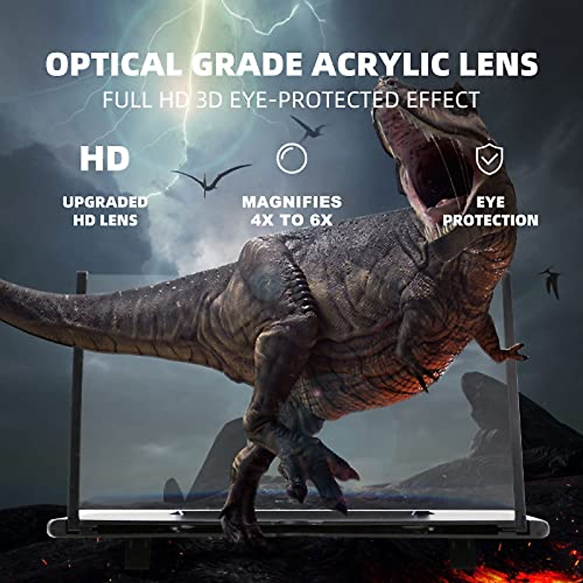 18" Screen Magnifier for Cell Phone, Phone Magnifying Screen 2023 Upgraded HD 3D Phone Screen Amplifier Phone Stand with Screen Enlarger Compatible with All Smartphones for Movies Videos Gaming