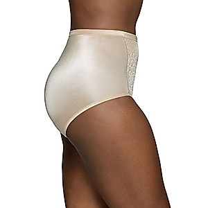 Vanity Fair Women's Smoothing Comfort Brief Panties with Rear Lift, 2 Ply-Beige Lace, 7