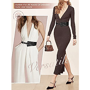 FIORETTO Wide Black Belt Women Fashion for Dress Leather Waist Belt Ladies Vintage Cinch Belts