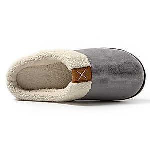 oneslippers Womens Cozy Fuzzy Memory Foam Slippers House Comfy Slip Shoes Indoor Outdoor Anti Skid Rubber Sole Grey Size 9 US