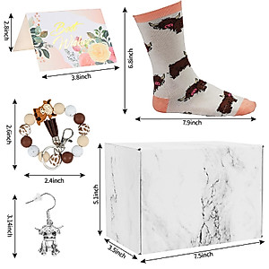 SAIWEILAI ONLINE 6 Pieces Highland Cow Gifts Set for Women Cow Lovers 16oz Glass Cups Just a Girl Who Loves Highland Cow Makeup Bag Cow Socks Keychain Earrings and Gift Box for Women Mom Sister Gift