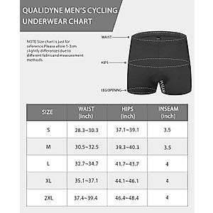 qualidyne Men's Cycling Underwear Shorts 4D Padded Bike Bicycle Undershorts MTB Liner Biking Underpants Black