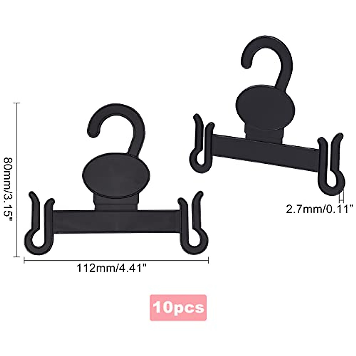 AHANDMAKER 10 Pcs Plastic Sandal Hangers, Black Flip Flop Display Hangers Slipper Hangers Small Shoe Clothes Scarf Holders for Retail Beach Shops Tradeshow Display Home Storage, 4.3x3 inch