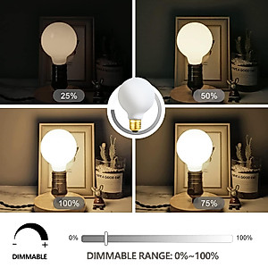 LEOOLS LED Light Bulb G25/G80 Dimmable Flick-Free Matt White 6W Soft White 3000k CRI95 600LM, 60W Equivalent Vintage LED Edison Globe Light Bulb,E26 Standard Base, 4 Pack