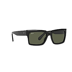Ray-Ban RB2191 Inverness Rectangular Sunglasses, Black/Green, 54 mm