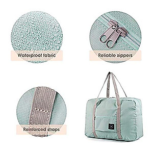 (2 Pack) Foldable Travel Duffel Bag, Waterproof Carry On Luggage Bag, Lightweight Travel Luggage Bag for Sports, Gym, Vacation (Light Blue,Dark Blue)