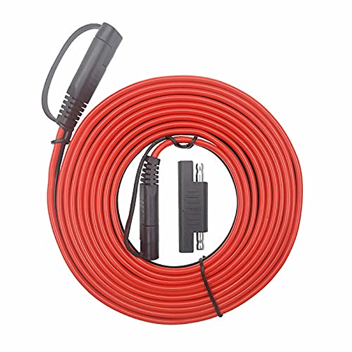 Trickle Charger Extension Cord 25FT - SAE to SAE Connector Cable 12V-24V Battery Charging Cord with Dust Cap 2 Pin Quick Connect Disconnect Plug DC Connection for Camp Trailer Solar Panels (25ft)