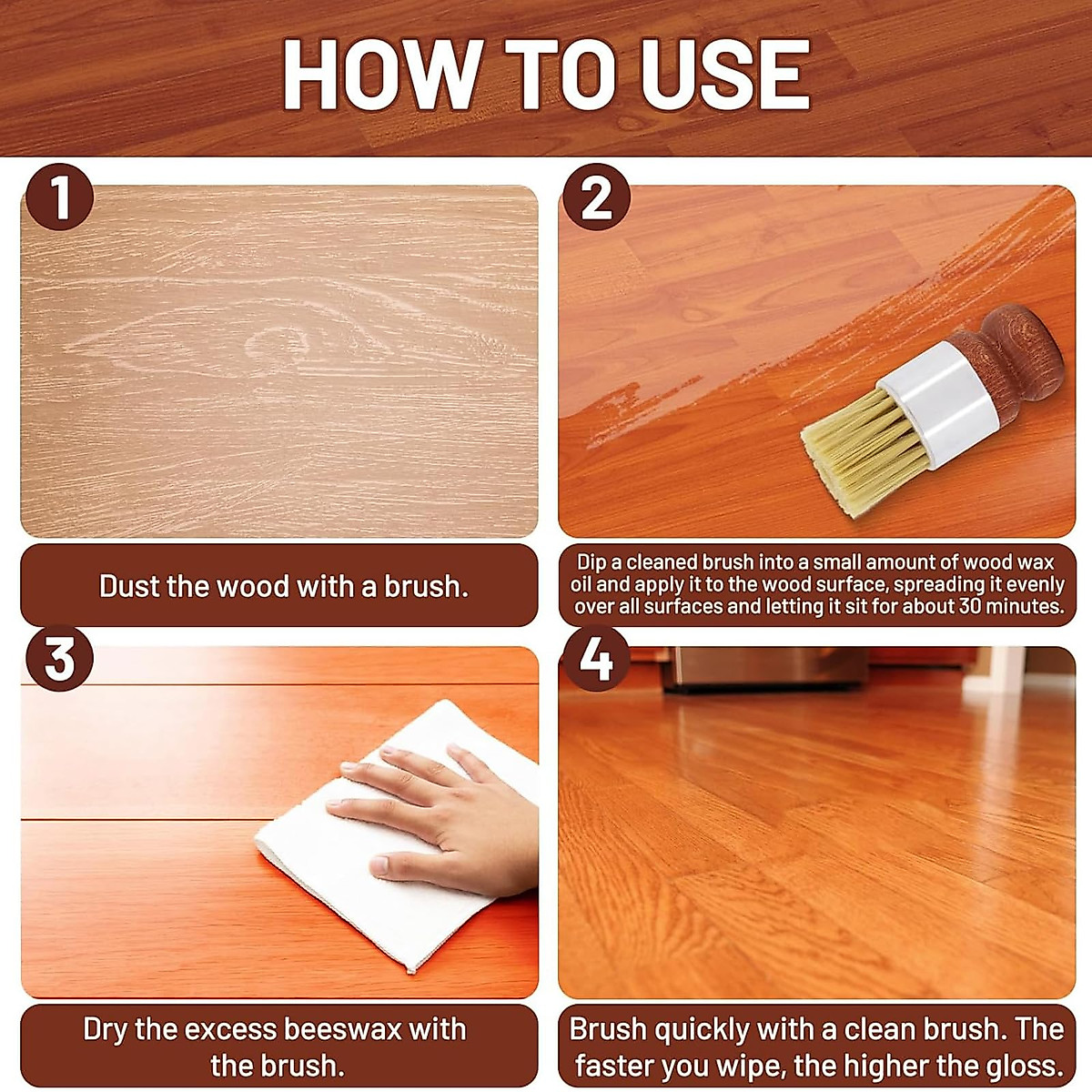 Furniture Salve for Leather, Original Leathers Recoloring Balm Wood Cleaner with Boar Bristle Brush Kit, 4oz Couch Paint Scratch Repair Conditioner Remover for Shoe Polish Couches Leathers Cleaning…