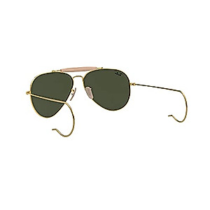 Ray-Ban RB3030 Outdoorsman I Aviator Sunglasses, Polished Gold/G-15 Green, 58 mm