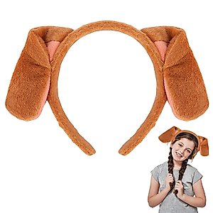 HOYDATE Dalmatian Headband with Dog Ears Costume Dog Ears Headband Cartoon Hair Hoop Headband Hair Accessories for Cosplay Party (Brown)