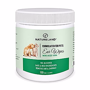 Natureland [150 pcs Extra-Large] Dog Ear Wipes - Otic Cleaning Wipes for Infections and Controlling Ear Infections and Ear Odor in Pets