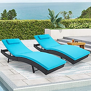 Incbruce Patio Chaise Lounge Chairs Set, Outdoor Reclining Chaise with Adjustable Backrest, PE Rattan Steel Frame Pool Lounge Chairs of 2