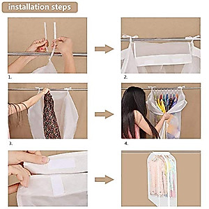 Garment Bag Organizer Storage with Translucent Fabric, Large PEVA Translucent Clothing Dustproof Cover, Wardrobe Hanging Storage Bag, Garment Bags for Closet Storage, Magic Tape and Zipper Design