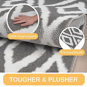 The Sofia Rugs Kitchen Rug Set 2 Piece Absorbent, Non-Slip Kitchen Mats for Floor - Washable Kitchen Runner Rugs and Mats for Bathroom, Laundry Room, Farmhouse Style Gray, 48x20in/30x20in