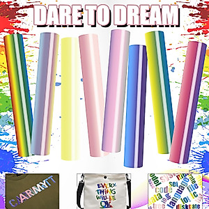 Puff Vinyl Heat Transfer 3D - Puff HTV Vinyl Gradient Colour 8 Sheets 12"x 10" Puff Heat Transfer Vinyl for T-Shirt Clothes Compatible with Cricut Air or Maker (Gradient Colour)