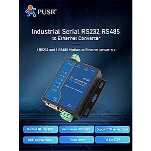 PUSR RS232 RS485 Modbus RTU to Modbus TCP Gateway Serial to Ethernet Converter USR-TCP232-410s