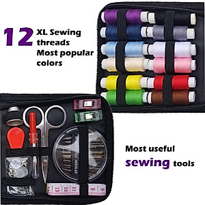 Artika Travel Sewing Kit for Adults & Kids - Mini Size, Beginner Emergency Needle and Thread Kit w/ Scissors, Thimble, Tape Measure, Thread Tape and Clips - Sewing Supplies and Accessories