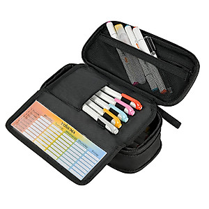 YOKUMA Pencil Case Pencil Pouch for Boys Big Capacity Pen Bag Box, Aesthetic College School Supplies for Student Teen Adults Preppy,Black