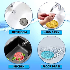 Drain Hair Catcher Drain Clog Remover, 7pcs Bathroom Accessories Set, 4 Durable Silicone Shower Hair Drain Catcher, 3 Drain Snake Hair Remover 25in, Cleaner Sink Stopper for Tub Bathtub and Kitchen