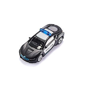 Siku 1533, BMW i8 US Police Car, Metal/Plastic, Black/White, Versatile, Toy Vehicle for Children