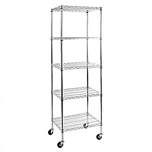 Apollo Hardware Commercial Grade Chrome 5-Shelf Wire Shelving 18"x24"x72" with Caster