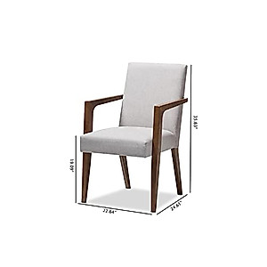 Baxton Studio Andrea Upholstered Arm Chair in Gray Beige (Set of 2)