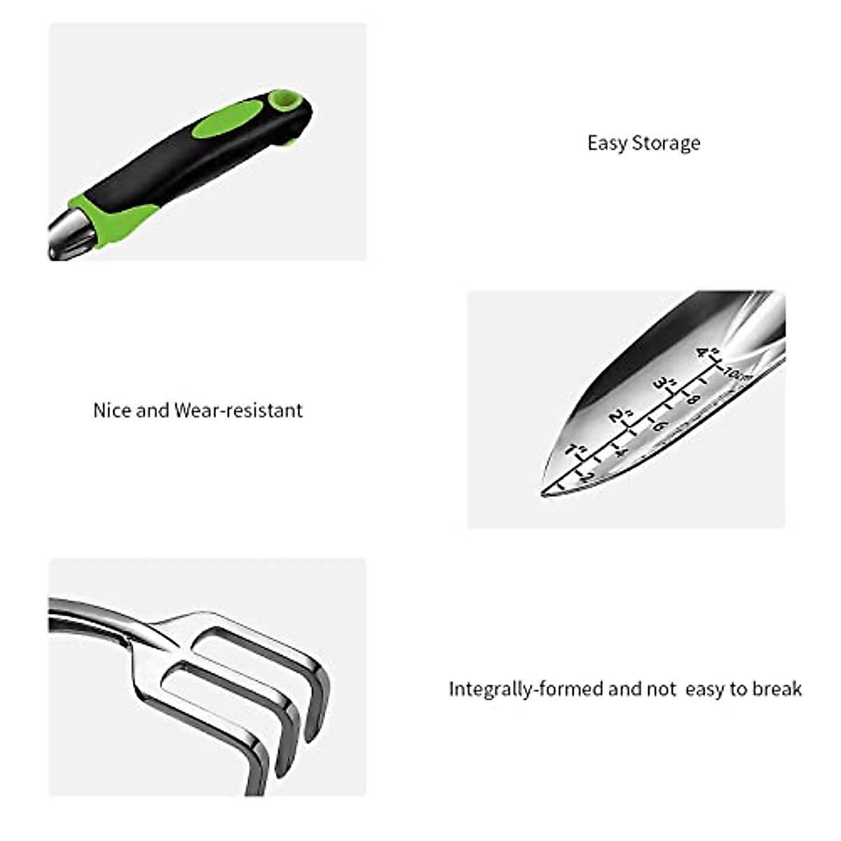 Gardening Hand Tool Set 3 Pack - MDSXO Heavy Duty Gardening Kit with Non-Slip Soft Ergonomic Handle, Great Garden Gift for Women Men[Stainless Steel]