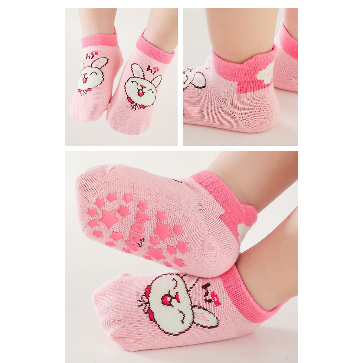 BEHELE Baby Non-skid Grip Socks Toddler Socks Anti Skid Slipper Ankle Socks for Girls Boys Infant Newborn 6 Pairs (as1, age, 1_year, 3_years)