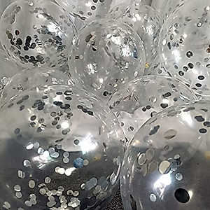 Silver Confetti Balloons 24 Pack 12 Inch KIRIKOU Latex Party Balloons for Party Decorations, Wedding, Engagement, Bridal, Birthday and Shower(Silver)