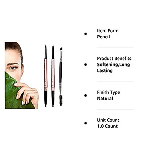 [ 2 Pack]Eyebrow Pencil, Waterproof Eyebrow Makeup with Dual Ends, Professional Brow Enhancing Kit with Eyebrow Brush (Dark Brown #1)