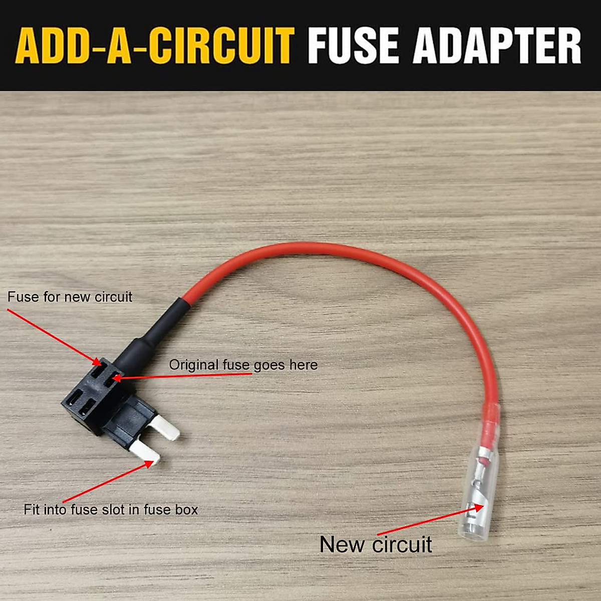 Gebildet 12V-24V Small Add-a-Circuit Fuse Tap, ATM Small Piggy Back Blade Fuse Holder with Wire Harness, 6 pcs Fuse (3A 5A 7.5A 10A 15A 20A) and Fuse Puller (Pack of 4)