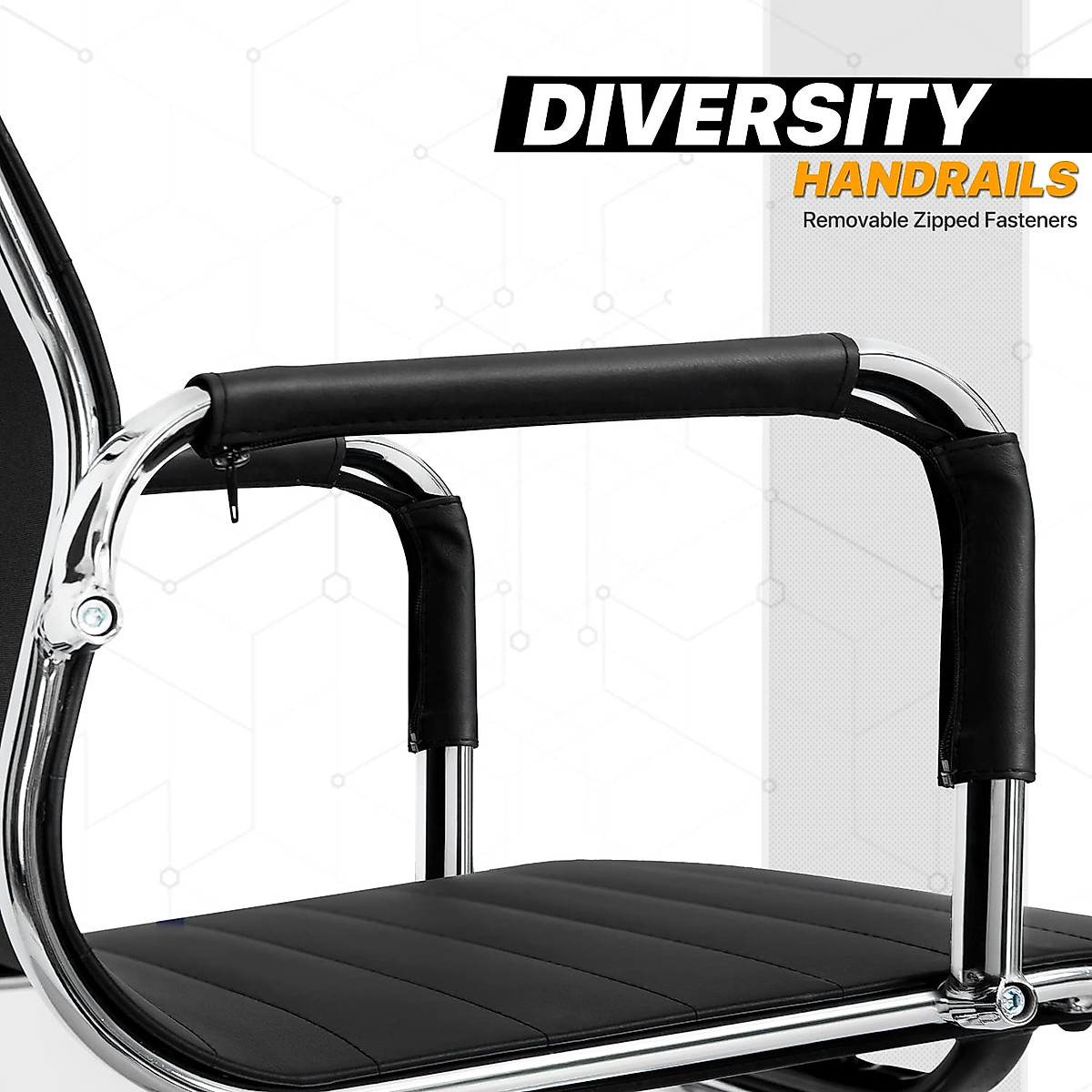 MoNiBloom Office Guest Chair Without Wheels PU Leather Mid-Back Sled Base Chairs for Reception Desk Waiting Meeting Conference Room, 2 Piece, Black