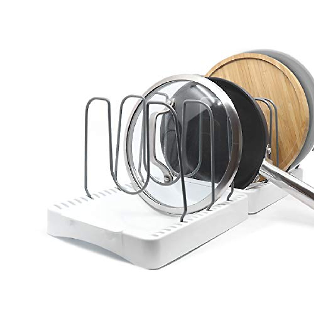 Grand Fusion Adjustable Kitchen Cabinet and Drawer Organizer, Clutter-Free Pantry Organization and Storage, Holds Pots, Pans, Lids, Cutting Boards, Trays and Sheets, Pack of 2