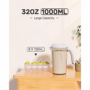 Grownsy Baby Formula Mixer Pitcher 32OZ, Magnetic Charging Electric Formula Mixing Pitcher, Auto Mixing for Formula Powder, Breastmilk, Without Air Bubbles or Lumping, BPA Free, Easy to Clean