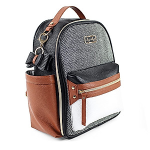 Itzy Ritzy Boss Bow Charm with Clasp - Cute Bow Bag Charm for Diaper Bags, Purses, Keychains & Wallets - Versatile & Stylish Vegan Leather Purse Charm (Black)