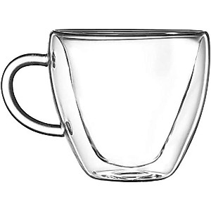 EASICOZI Heart Shaped Double Walled Insulated Glass Coffee Mugs or Aesthetic Tea Cups, Double Wall Glass 8 oz, Clear