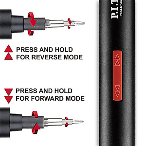 P.I.T. Electric Screwdriver Set, 3.6V Cordless Magnetic Precision Screwdriver Kit with 3 Led Light and 24 Standard Screwdriver Heads, Handy Repair Tool for Phone Watch Camera Laptop