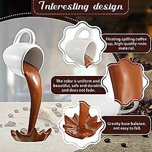 Jetec Floating Spilling Coffee Cup Magic Pouring Splash Coffee Mug Pouring Spilling Coffee Mugs Cafe Novelty Funny Coffee Cup Sculpture Art Decoration for Home Decor Coffee Lover (Brown Floating)