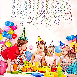 Lowki Hanging Spiral Swirl Decorations, Ceiling Decoration for Birthday, Graduation, Holiday Celebration Supplies Supper Longer 74cm/Pcs with Hook &Hem Decorative Hole -12 Pcs (Purple)