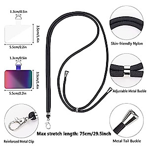 Cell Phone Lanyard for Around The Neck, Universal 2 Pcs Phone Crossbody Lanyard + 2 Pcs Patch, Multifuctional Adjustable Nylon Neck Strap for Women Compatible with Most Smartphones (PinkWhite&Black)