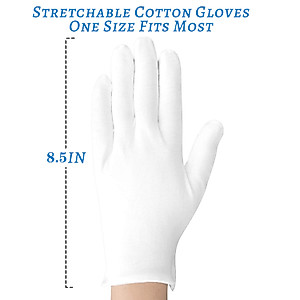 Cotton Gloves, 10pairs(20 Pcs) White Cotton Gloves for Women and Men, Washable Stretch Cotton Gloves for Dry Hands and Eczeme Moisturizing Cloth Gloves, Coin Jewelry Silver Cotton Inspection Gloves