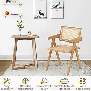 UJOYPAD Rattan Accent Chairs Set of 2,Mid Century Rattan Dining Chairs W/Bamboo Frame,High Back Lounge Armchair W/Anti-Slip Foot Pads,Rattan Side Chair for Dining Room,Living Room,Bedroom