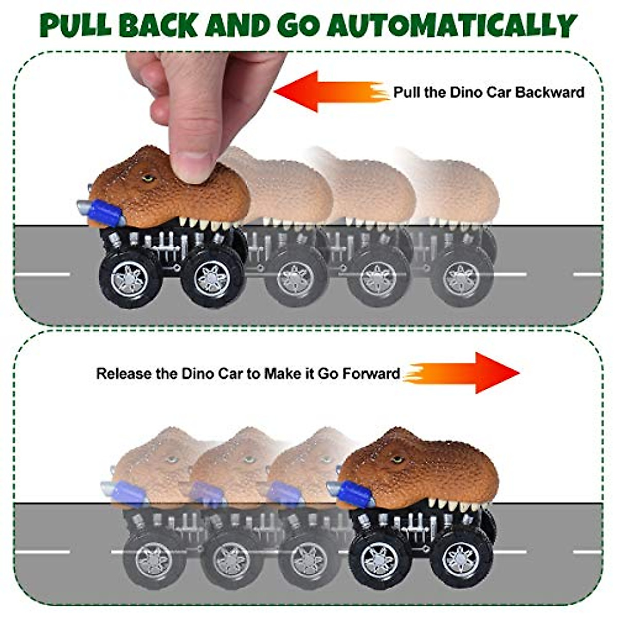 Dinosaur Toy Pull Back Car for Kids 3-5, 8 Pack Car Toy Dinosaur Party Favors, Dinosaur Car Toys for Toddler Boys Girls, Birthday Party Toys Creative Gifts Fits 3-8 Year Old and Up