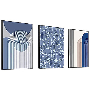 Framed Canvas Wall Art Set, minimalism Abstract Boho Oil Painting Photo Modern Posters Prints Ready to Decor Hanging Living Room Bedroom Bathroom Office Home Wall Decor (Boho16 X 24" X 3 pieces)